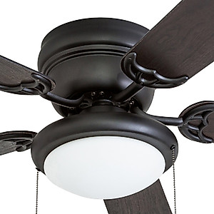 Portage Bay 50251 Hugger 52" Matte Black West Hill Ceiling Fan with Bowl Light Kit