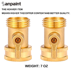 Sanpaint Water Hose Shut Off Valve, 2 Pack Heavy Duty 3/4 Inch Solid Brass Garden Hose Connector