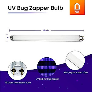 lumenivo F10T8/BL Bug Zapper Light Bulbs 10 Watt T8 Ultraviolet Indoor Zapper Replacement Bulbs - T8F10W Light Zapper Bug Light Bulbs – Fits Most Electronic 20W Bug Mosquito Zappers - 2 Bulbs