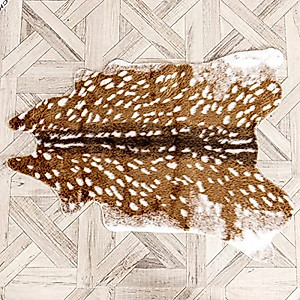 Faux Cowhide Rug Animal Print Area Rug Deer Hide Rug Sika Deer Carpet Cow Hides and Skins Rug for Home,Livingroom (3.6x3ft)