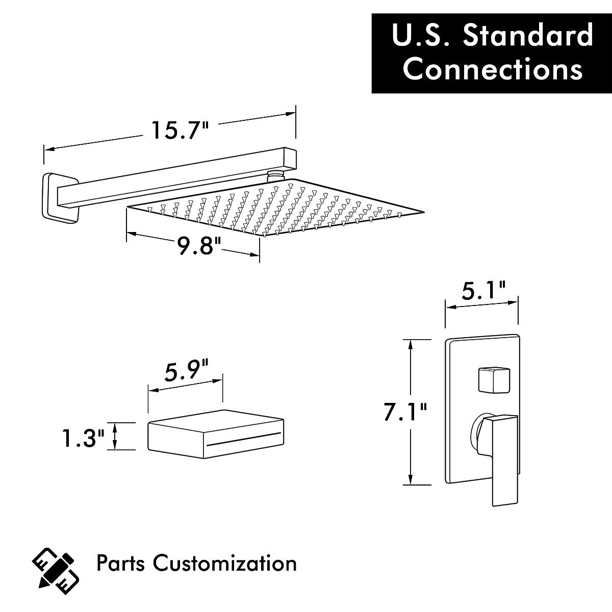KES Tub and Shower Faucet Set Shower System with 10-Inch Rain Shower Head and Waterfall Tub Faucet Wall Mount Shower Valve and Trim Kit Included Matte Black, XB6240-BK