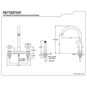 Kingston Brass FB7790PXSP Victorian 8-Inch Centerset Kitchen Faucet with Sprayer, Matte Black