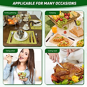 Tanlade 60 Pcs Wooden Handle Silverware Set 18/8 304 Stainless Steel Walnut Handle Flatware Set Reusable Cutlery Set Included Dinner Forks,Salad Forks,Table Knives,Tablespoons,Teaspoons, Serves for 12