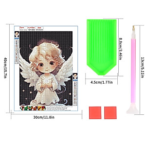 Xujinsongg 5D Diamond Painting Kit, Digital Painting Kit - DIY Cartoon Theme Full Rhinestone Art Picture, Craft Supplies for and Adults, Perfect Home Wall Decor Gift - 12 * 16 in (Angels)
