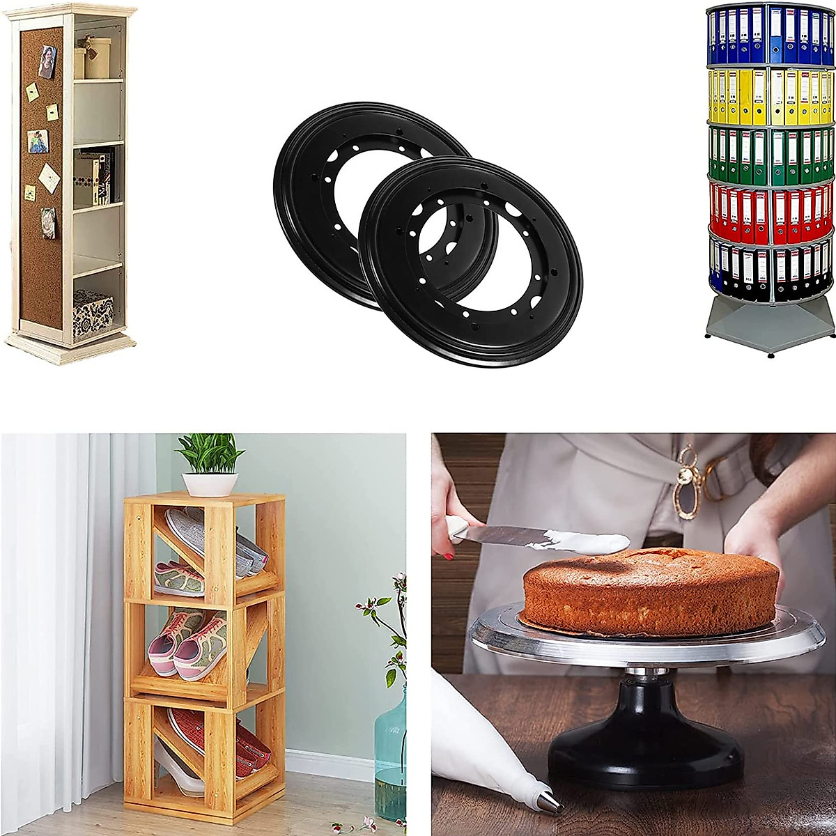 2Pack 9" Lazy Susan Hardware 5/16 Thick Turntable Bearing Swivel Plate 750lbs Load Capacity Round Lazy Susan Turntable Base for Rotating Table, Serving Tray, Corner Shelves, Book Rack, Black