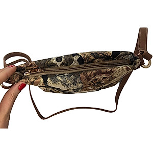 Dog Shoulder Bag - Zippered Cross Body Purse - Woven Tapestry Design