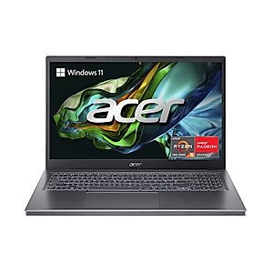 acer Aspire 5 15 Slim Laptop | 15.6" FHD (1920 x 1080) IPS | AMD Ryzen 5 7530U Hexa-Core Processor | AMD Radeon Graphics | 8GB LPDDR4X | 512GB Gen 4 SSD | Wi-Fi 6E | Backlit KB | A515-48M-R3DF,Gray