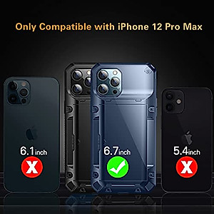 iPhone 12 Pro Max Case, SUPBEC Silicone Protective Wallet Case with Card Slot [Screen Protector x2] [Military Grade Protection] [Anti-Scratch], iPhone 12 Pro Max Case with Card Holder, 6.7", Blue