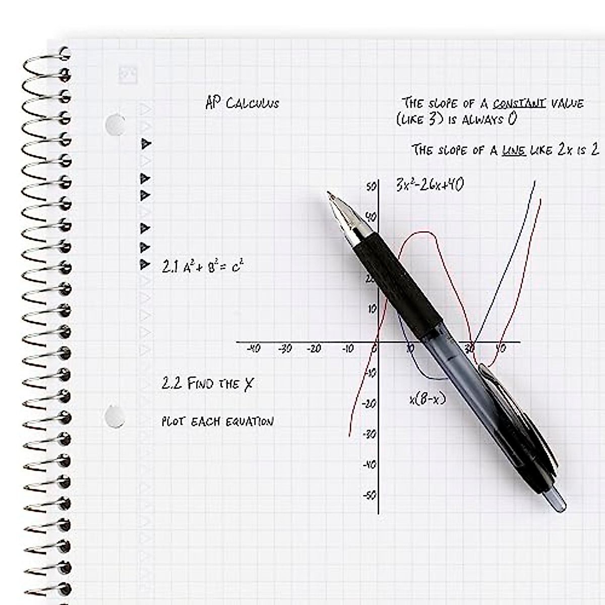 Five Star Spiral Notebook, 1-Subject, Graph Ruled Paper, Fights Ink Bleed, Water Resistant Cover, 8-1/2" x 11", 100 Sheets, Black (73679)