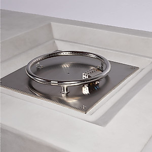 AJ Enjoy 60" Firepit Table for Outside, 50,000 BTU Large Rectangular Concrete Outdoor Firepit Tables, Laval Rocks, Side Handles, Fits 20lb Tank Outside, Grey