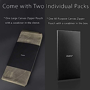 Water Resistant Zipper Document Holder, Fits Manila Folder, Rustic Large Waxed Canvas Pouch with Full Grain Leather, Inner Pockets, Carabiner, Travel Accessories. Olive.