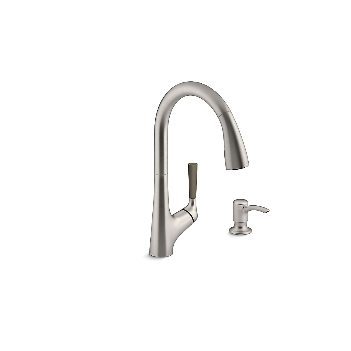 Kohler K-R562-SD-VS Malleco Pull-down Kitchen Sink Faucet with Soap/Lotion Dispenser, Vibrant Stainless