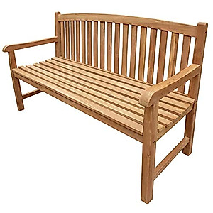Seven Seas Teak Buenos Aires Outdoor Patio Oval Bench, 5 Foot, Made from Solid Teak Wood