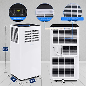 SereneLife SLPAC805W.6 Portable Air Conditioner-Compact Home A/C Cooling Unit with Built-in Dehumidifier & Fan Modes, Includes Window Mount Kit (8,000 BTU), White