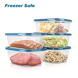5PCS Food Containers Storage Sets(1000ML per Box),BPA-Free Rectangle Plastic Food Containers with Lids-Stackable Food Storage Box for School,Work,Travel and Meal Prep(Microwave and Fridge Safe)