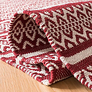 SAFAVIEH Montauk Collection Runner Rug - 2'3" x 8', Ivory & Red, Handmade Flat Weave Boho Farmhouse Cotton, Ideal for High Traffic Areas in Living Room, Bedroom (MTK341C)