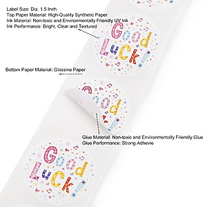Vonical 1.5" Good Luck Stickers, 1000pcs/Roll Good Luck Labels with Non-Toxic and Enviromentally Friendly UV Ink for Your Family, Friends, Customers, Party Decorative, Gift Wrap, Envelope Sealing