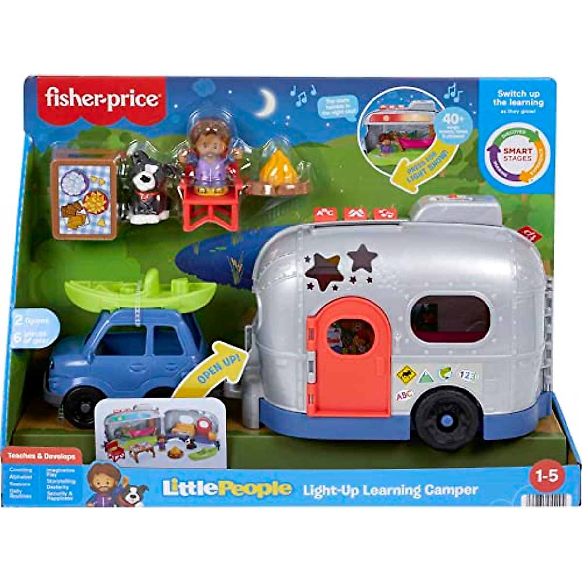 Fisher-Price Little People Toddler Playset, Light-Up Learning Camper, Electronic Toy with Lights and Music for Ages 1-5 Years