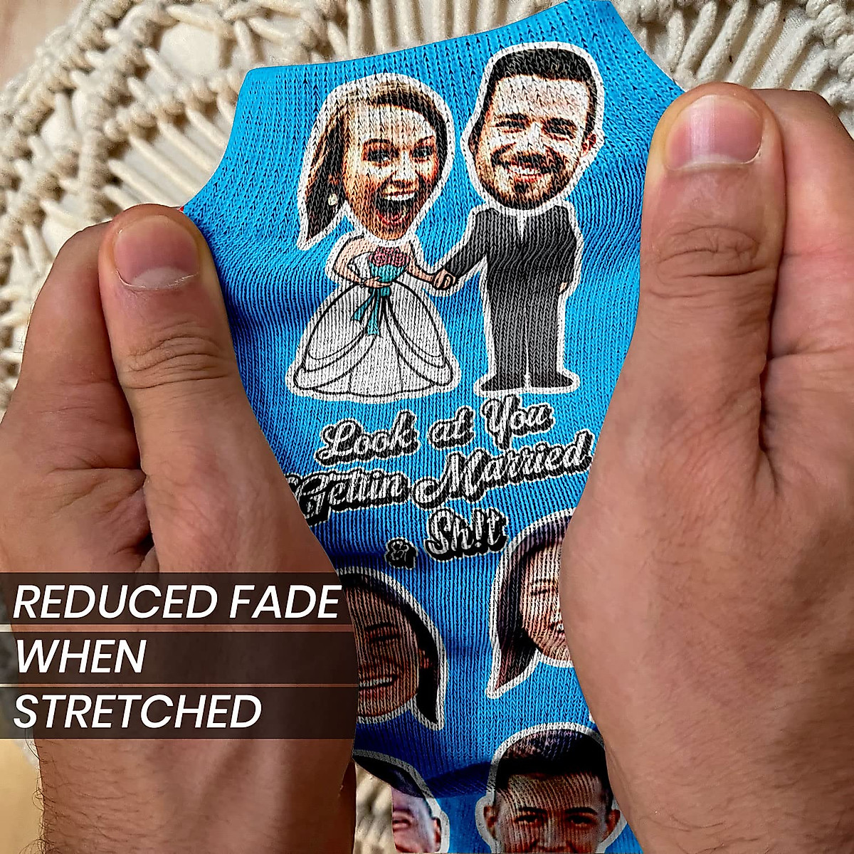 UNDSPTD Custom Face Socks for Any Occasion, Occasion Gift Customized Socks with Faces (Married)