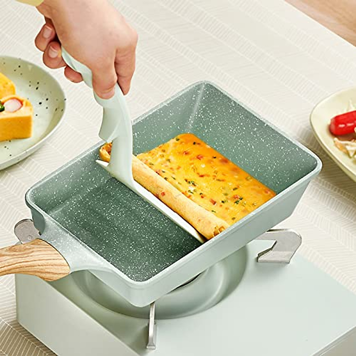 LIANGCHUANG Omelette Pan Nonstick Tamagoyaki Egg Pan , Retangle Frying Pan with Non-Stick Coating for Sandwich , Pancake , 8in L X 6in D X1.6in H YL2002 Rectangle frying pan