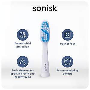 Sonisk Pulse | Electric Toothbrush Heads | 4X Replacement Heads for Sonisk Pulse | 31,000 Strokes Per Minute