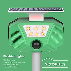 Animal Repellent UltraSonic Outdoor, Solar Power Animal Repeller, Cat/Birds/Deer/Skunk/Rat/Squirrel Deterrent Outdoor/Waterproof with 4 Modes Motion Detection Repeller for Yard,Garden,Farm,Patio.