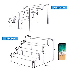 Display Shelf Cake Stand – 4 Tier Shelf Cake Pop Stand – Multifunctional and Durable Acrylic Stand – Mounting Hardware Included – Ideal for Desserts, Cosmetics, Glassware, Figurines