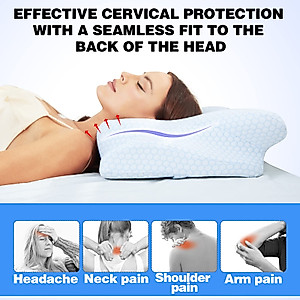 MIETA Cervical Memory Foam Pillow, Neck Pillows for Pain Relief Sleeping, Ergonomic Orthopedic Sleeping Neck Contoured Support Pillow for Side,Back, Stomach Sleepers…