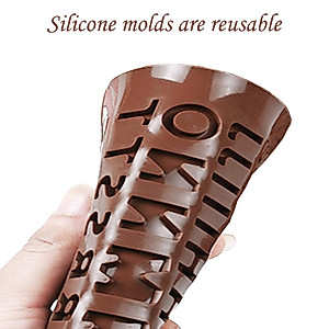 Murong Silicone Letter Number Molds,Reusable Chocolate Molds with Happy Birthday Cake Decorating Symbols(Brown 2pcs)