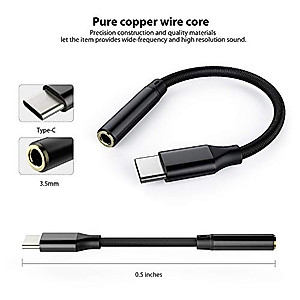 C-to 3.5mm Audio Jack Adapter, Type-c AUX Jack Cable USB-C Male to 3.5mm Female Headphone Converter with high Resolution/DAC, Audio Cable for 2 / 2XL / 3 / 3XL, Samsung, ipad pro 2 Pieces (Black)