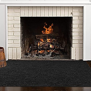 Fireplace Rug Fire Resistant Rectangular Fireproof Hearth Pads Polyester Trim Non Slip Wood Stove Mat, Protects Floors Patio from Sparks Embers