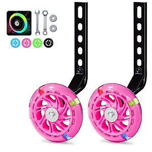 PRUNUS Flash Bike Training Wheels for 14 16 18 20 Inch.Training Wheels for Kids Bike is Heavy Duty.Bicycle Training Wheels is Suitable Single Speed Bike