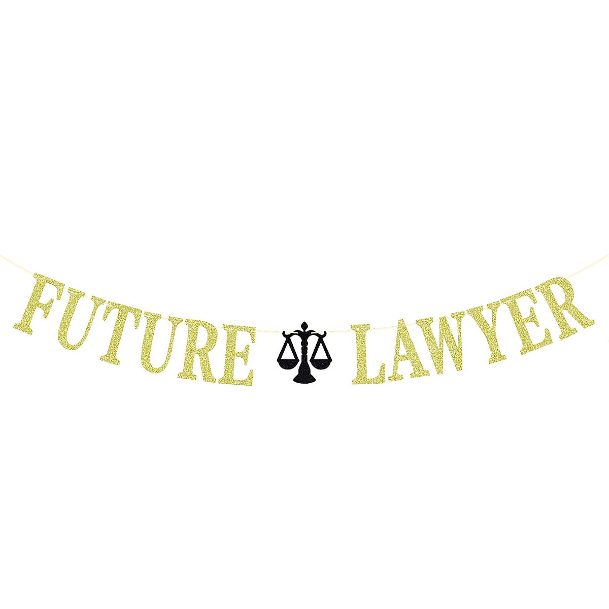 Gold Glitter Future Lawyer Banner - Congrats Lawyer Graduation Bunting Sign - Law School Grad Party Decorations Supplies - Graduation Party Backdrop