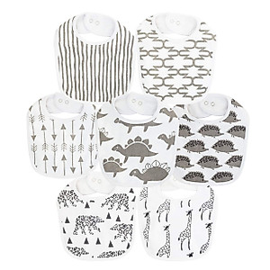 Waterproof Terry cloth Baby bibs with Snaps for newborn girl boy, drool and teething for baby (Multi2 for 7 Pack)