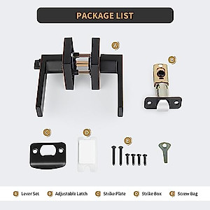 Gaurqiah Oil Rubbed Bronze Privacy Door Handle, Heavy Duty Door Lever,Reversible Square Door Lever for Bathroom,1 Pack（2.2lbs）