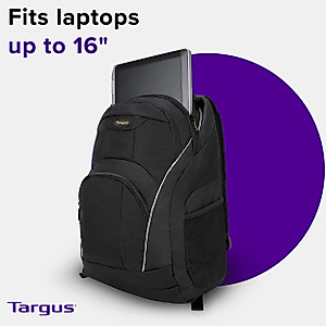 Targus Motor Backpack Ultimate Laptop Protection for Business Professional & College Student Travel with Durable Water-Resistant Material, Back Padding Support, Fits 16-Inch Laptop, Black (TSB194US)