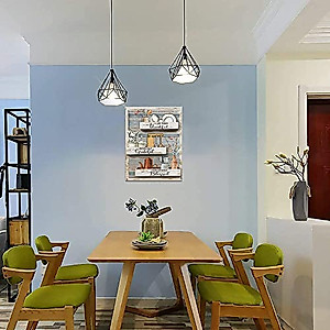 Country Kitchen Wall Art Farmhouse Dishes Kettle Canvas Prints Painting Rustic Blessed Kitchen Pictures Framed Artwork Home Decor for Canteen Restaurant Dining Living Room 12"x16"