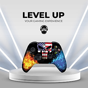 DreamController Americcan Warrior Skull Custom X-box Controller Wireless compatible with X-box One/X-box Series X/S Proudly Customized in USA with Permanent HYDRO-DIP Printing (NOT JUST A SKIN)