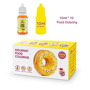 DaCool Food Coloring Cake Decorating - Edible Food Color Dye Set 10 Colors Concentrated Liquid Flavorless Neon Icing Colors for Cake Decorating, Baking, Cooking, Fondant,10ml Bottles(0.35 fl.oz.)