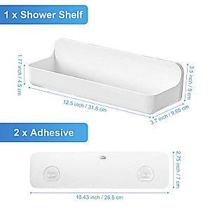 ANRUI Wall Mounted Shower Caddy, Plastic Adhesive Shelves for Wall, No Drilling Hang Shower Storage, Shower Caddies Organizer, Bathroom Shelf organizer for Bathroom, Kitchen, Cabinet Door- White