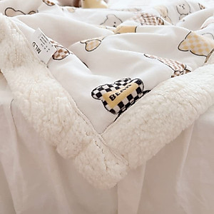 HOKMAH Premium Sherpa and Fleece Plush Blanket, Cute Aesthetic Fleece Blanket Throw. Kawaii Blankets for Travel Camping Chair Sofa (Brown,40x60)