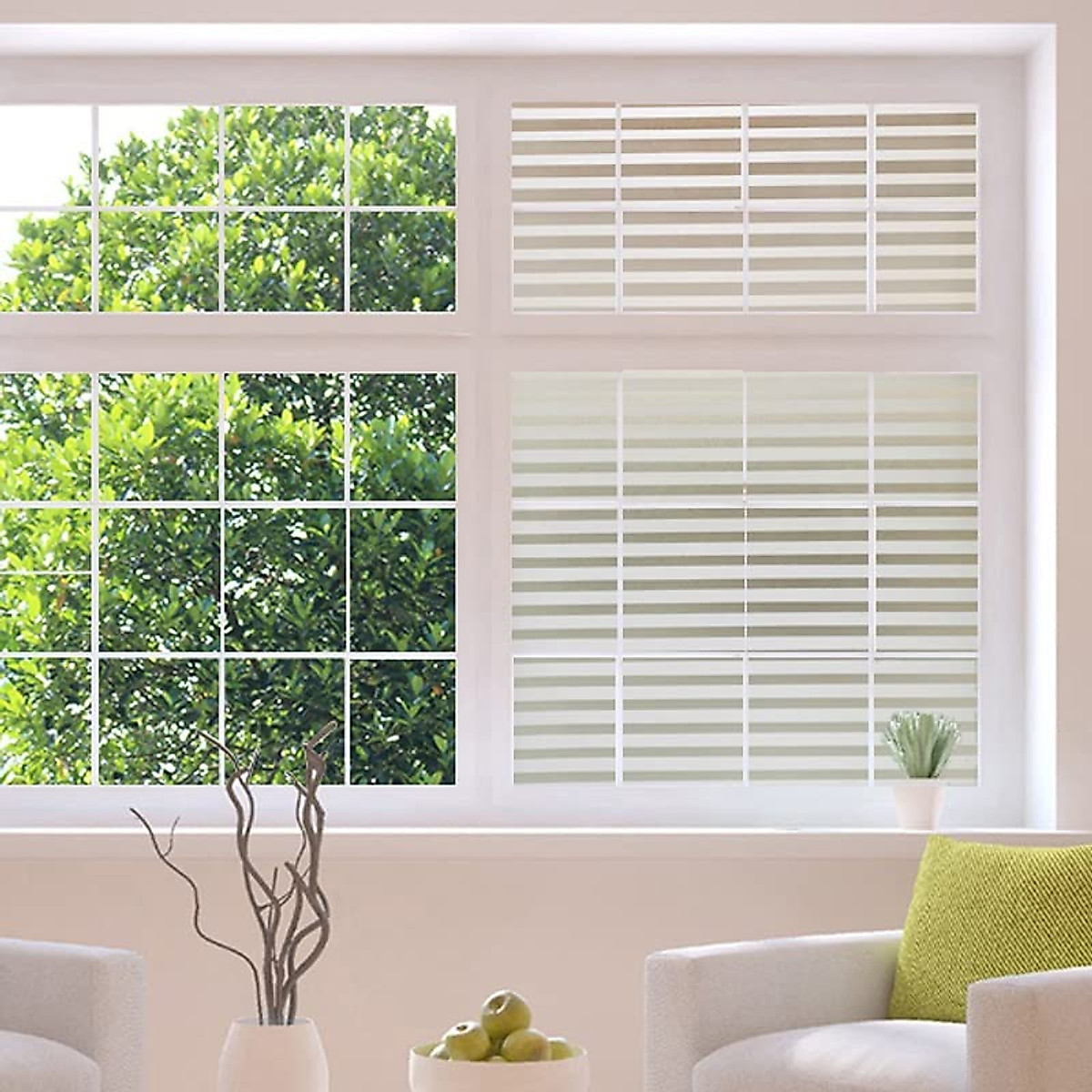 YUTR Shutters Matte Window Film Glass Self Adhesive Frosted Tint Opaque Privacy Sticker for Home Decals (Color : As Shown, Size : 60 x 300 cm)