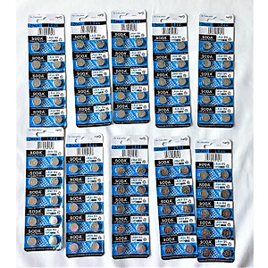 AG13 LR44 L1154 357 A76 Alkaline Button Cell Battery with Retail Blister Pack Cards (100) by YMCtoys