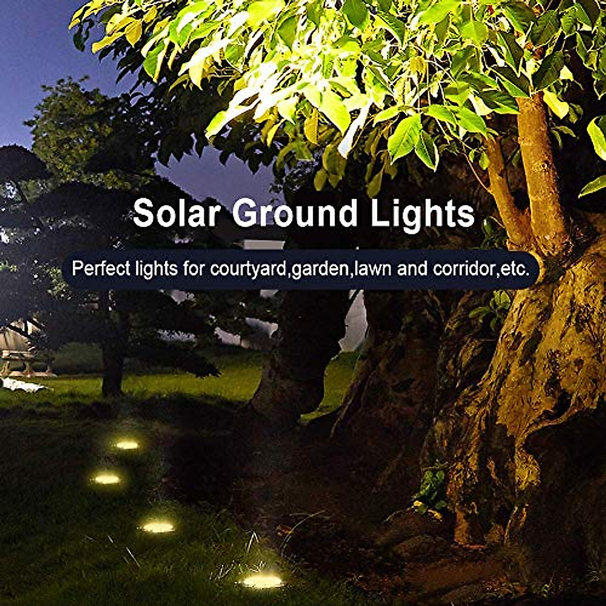 niplnr Solar Ground Lights, 8 LED Solar Disk Lights Outdoor Waterproof for Garden Yard Patio Pathway Lawn Driveway Walkway- Warm White (10 Pack)