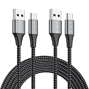 HOTNOW Micro USB Cable 3ft 2-Pack, Android Charger Cable Data sync and Fast Charging Nylon Braided Cord for Samsung Galaxy S6 S7, HTC, LG, Sony, PS4, MP3, Tablet and More Micro Devices