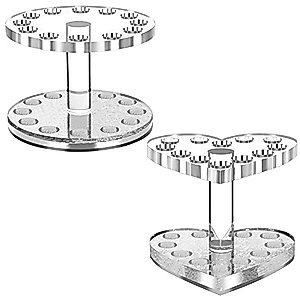 Haiabei 2Pcs Acrylic Nail Brushes Display Holder Makeup Nail 12 Holes Acrylic Brush Pen Holder Heart Silver Rest Stand Display,Nail Art Painting Pen Stand Rack Eyebrow Fountain Pencil Shelf Case