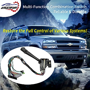 Multi-Function Turn Signal Switch Wiper Control | Replacement for 1999-2002 Chevy Silverado Avalanche Tahoe Suburban & GMC Sierra Yukon | Replaces# 26100839, 3441937, CBS-1038