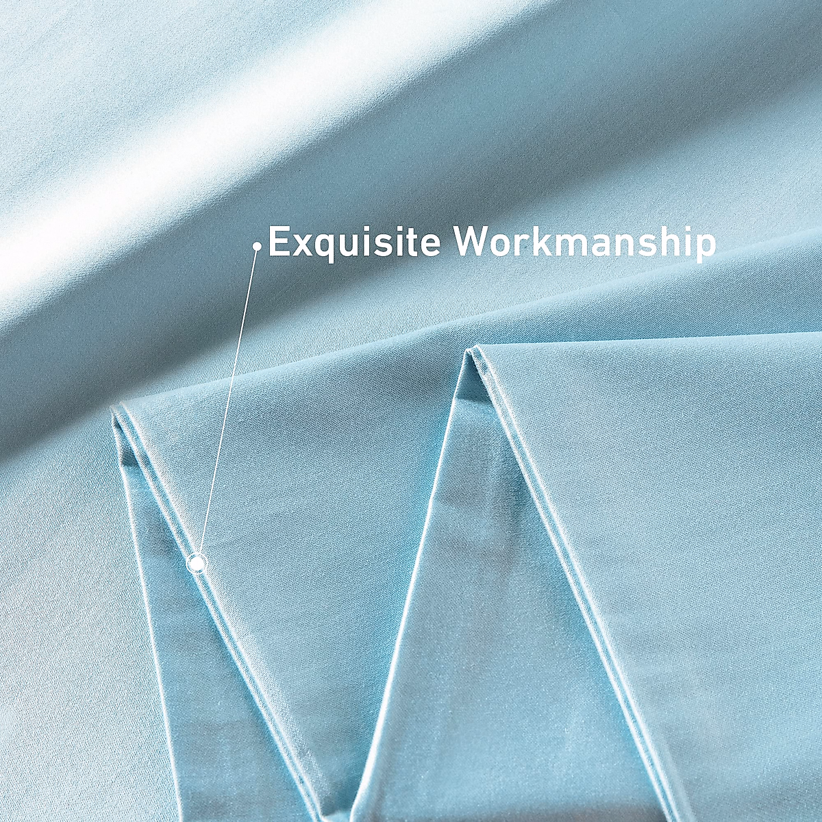 Leeden Body Pillow Cover, 100% Cotton, 800 Thread Count, Soft Breathable Long Pillow Case, Envelope Closure (Light Blue, 21"x 54")