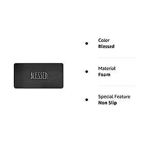 Rae Dunn Anti Fatigue Mat for Standing ‘Blessed’ - 20 Inch x 30 Inch - Cushion Foam Rubber Kitchen Mat for Floor - Non Skid Non Slip Pad for Back Pain, Knee Support, Foot Comfort