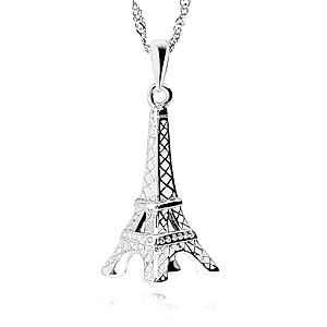 Gemschest Sterling Silver Eiffel Tower Pendant Necklace Paris Jewelry for Mom Women with 18" Silver Chain